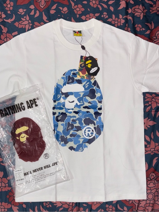 Bape | Shirts | Bape Abc Camo Big Ape Head Tee White Blue Size M Dswt ...